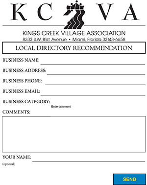KCVA Directory | Kings Creek Village Association